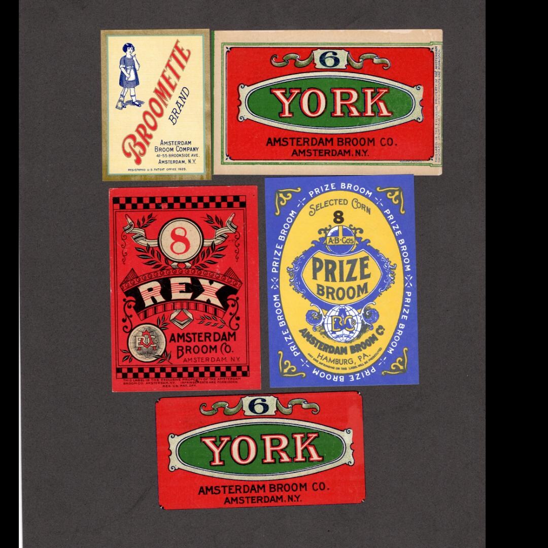 Lot of 5 Vintage Amsterdam Broom Co. Labels Circa 1910s Through 1930s ...