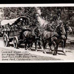 Vintage Postcard Depicting the Original Covered Wagon Ride at Knott’s ...