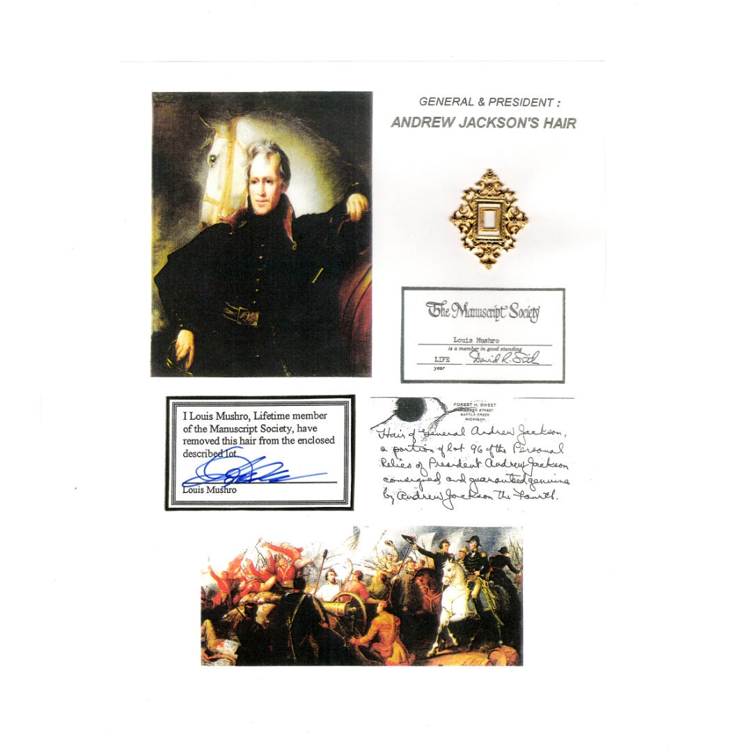 Historic Piece of Andrew Jackson Hair From the Mushro Collection With ...