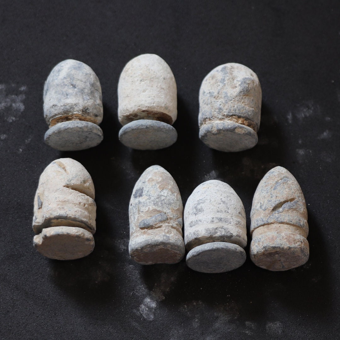 Set of 7 Civil War Bullets, Including Original Sprues or Plugs, Set #11 ...
