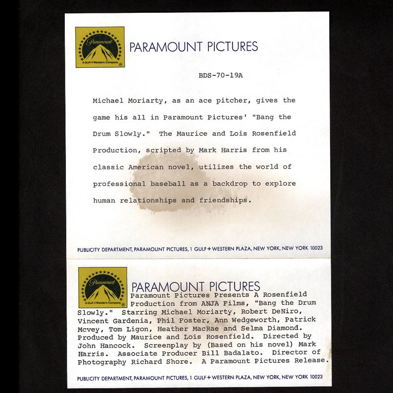 Paramount Movie Press Kit Photo of Michael Moriarty as the Pitcher in ...