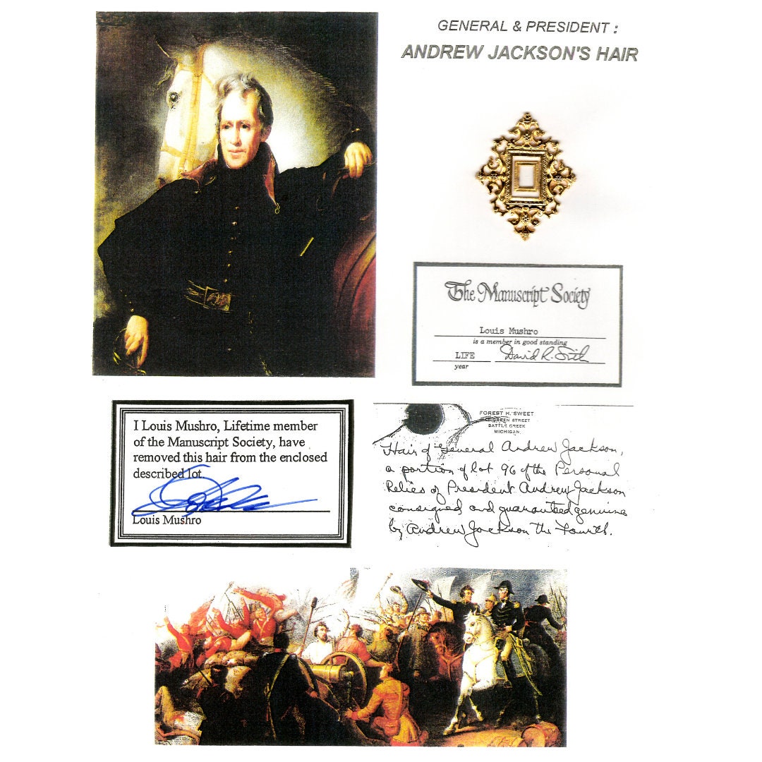 Historic Piece of Andrew Jackson Hair From the Mushro Collection With ...
