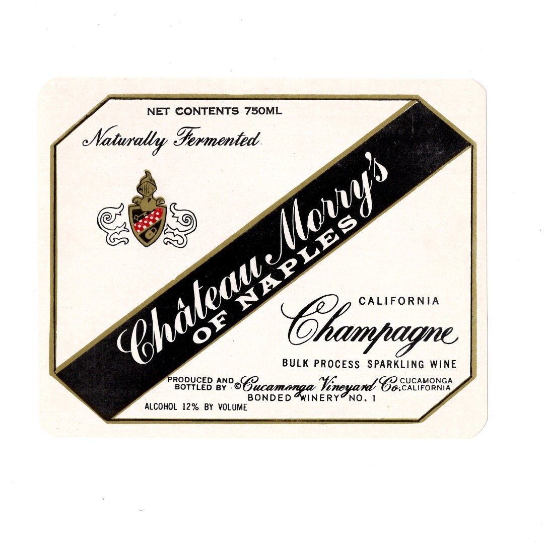 Vintage Champagne Label for Chateau Morrys of Naples, Produced by the ...