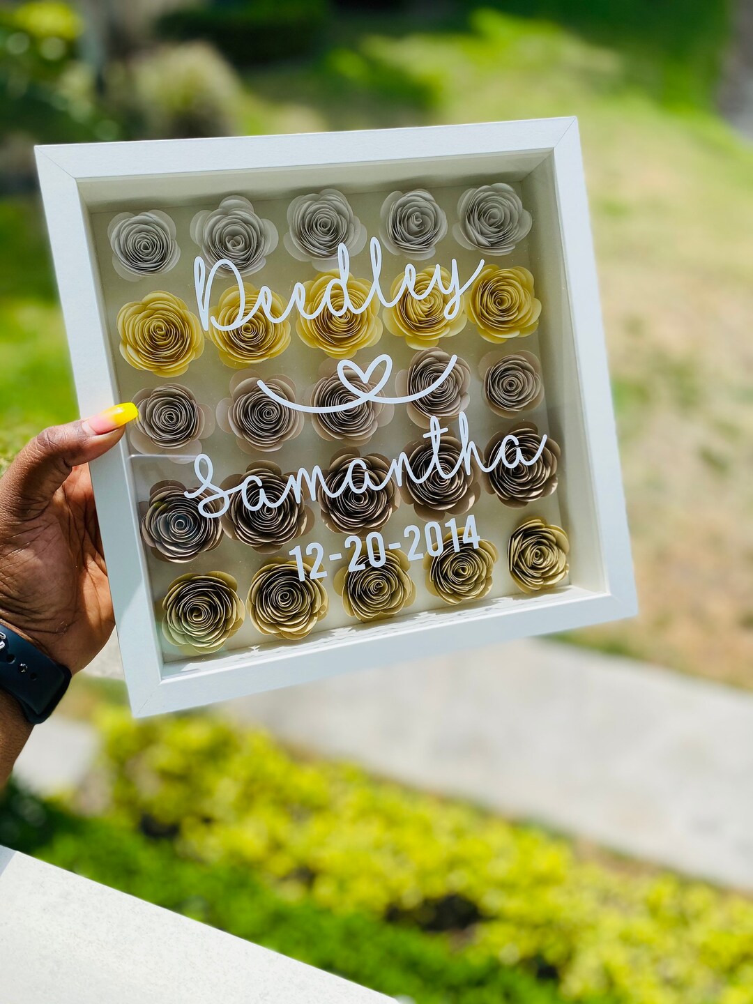 Floral Shadow Box | 3D Roses | Ombré Flowers | Name Shadow Box ...