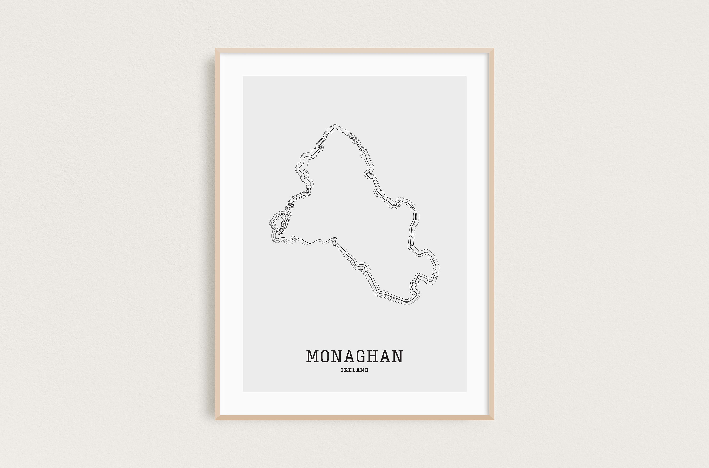 Map Line Art County Monaghan Map Ireland Map Print Minimal Map Print ...