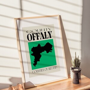 County Offaly Map | Ireland Map Print | Counties of Ireland | Ireland ...