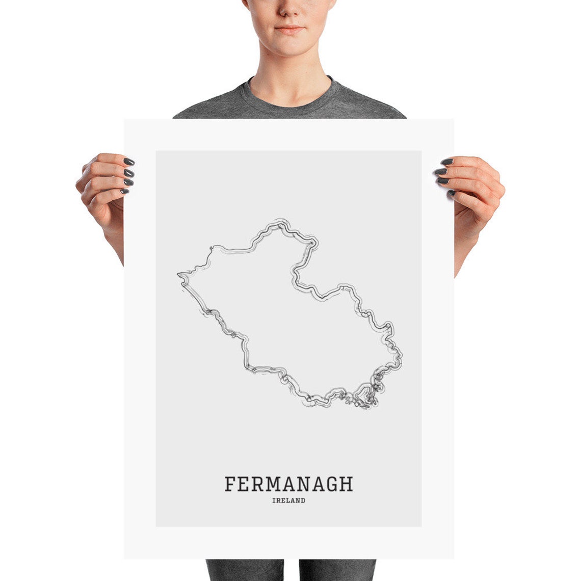 Map Line Art County Fermanagh Map Ireland Map Print - Etsy