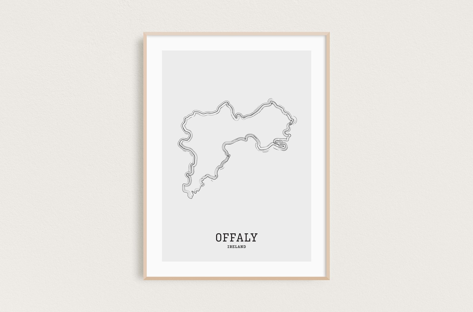 Map Line Art County Offaly Map Ireland Map Print Minimal - Etsy