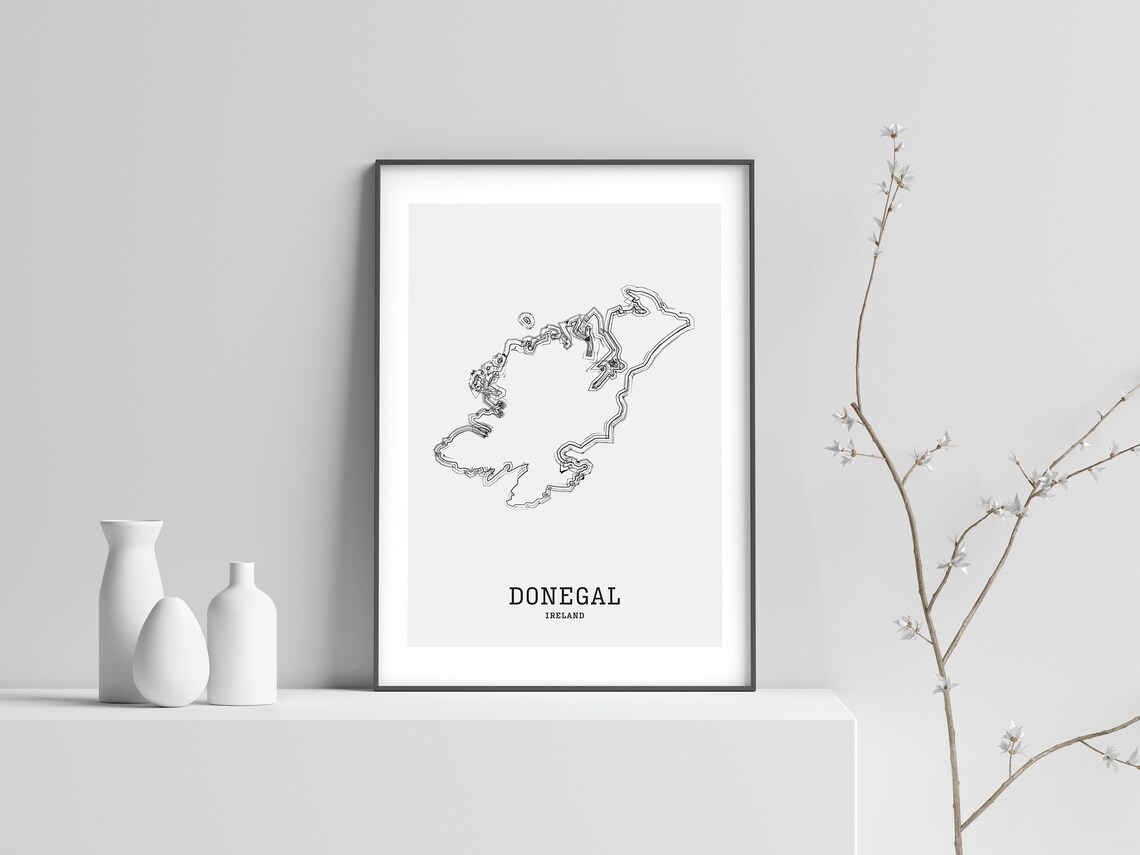 Map Line Art County Donegal Map Ireland Map Print - Etsy