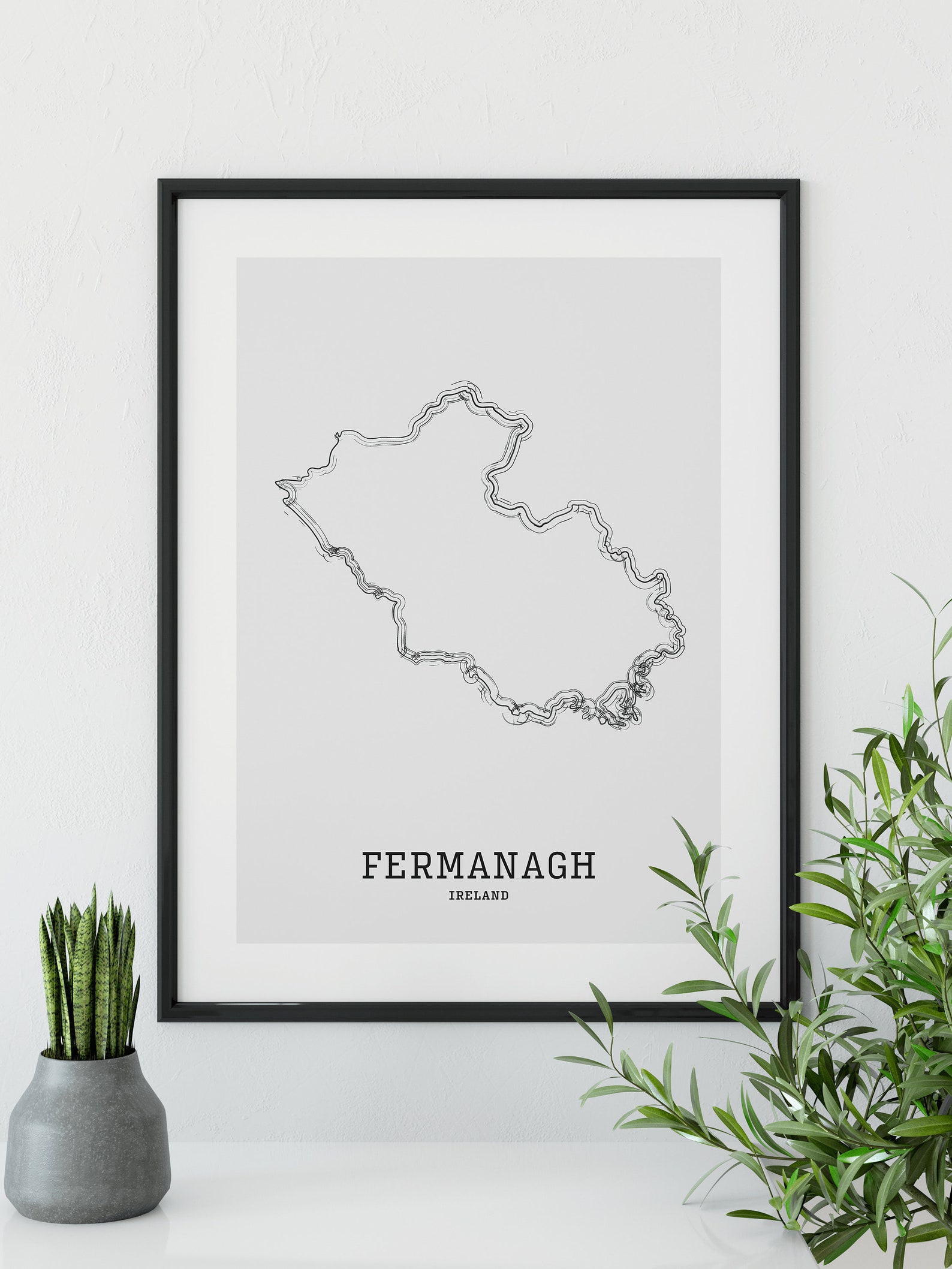 Map Line Art County Fermanagh Map Ireland Map Print Minimal Map Print ...