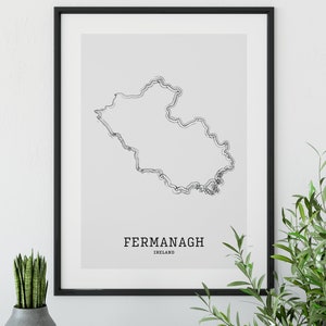 Map Line Art | County Fermanagh Map | Ireland Map Print | Minimal Map ...