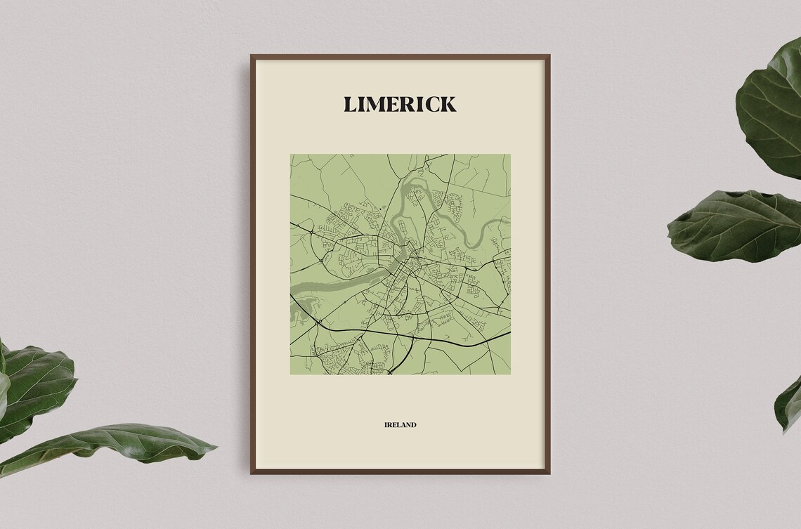 Limerick Map Print // Map of Limerick Print // Limerick City - Etsy