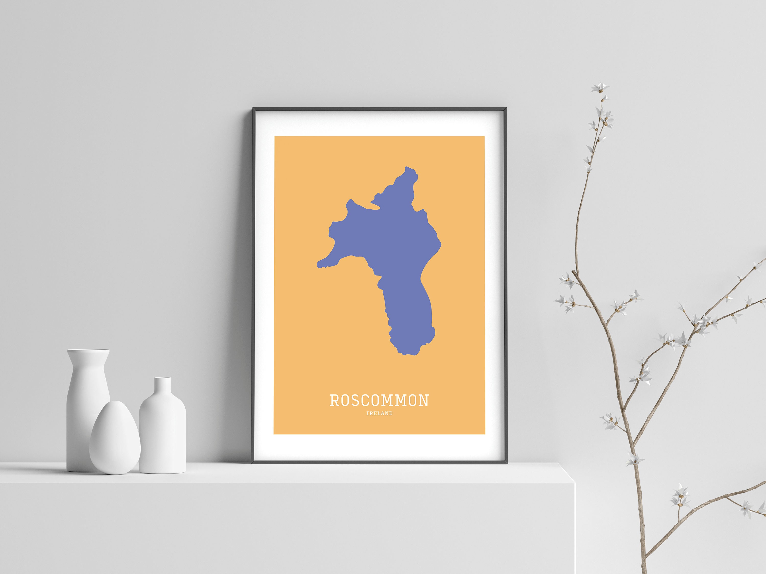 Roscommon Map Print // Map of Roscommon Print // Roscommon Art Print ...