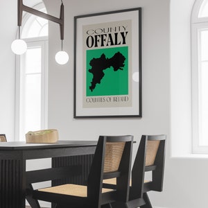 County Offaly Map | Ireland Map Print | Counties of Ireland | Ireland ...