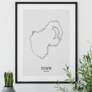 County Down Map Print | Minimalist Line Art, Ireland Gifts - Etsy Canada