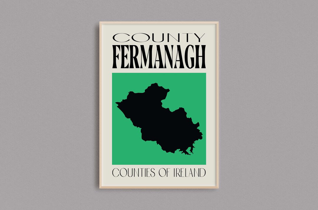 County Fermanagh Map | Ireland Map Print | Counties of Ireland ...