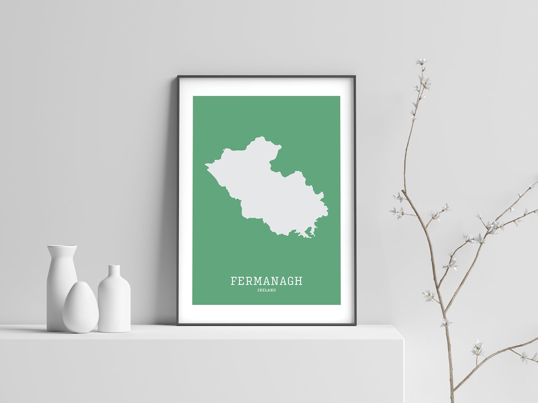 Fermanagh Map Print // Map of Fermanagh Print // Fermanagh Art Print ...