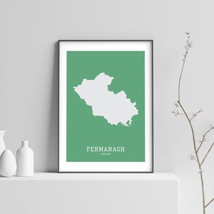 Fermanagh Map Print // Map of Fermanagh Print // Fermanagh Art Print ...