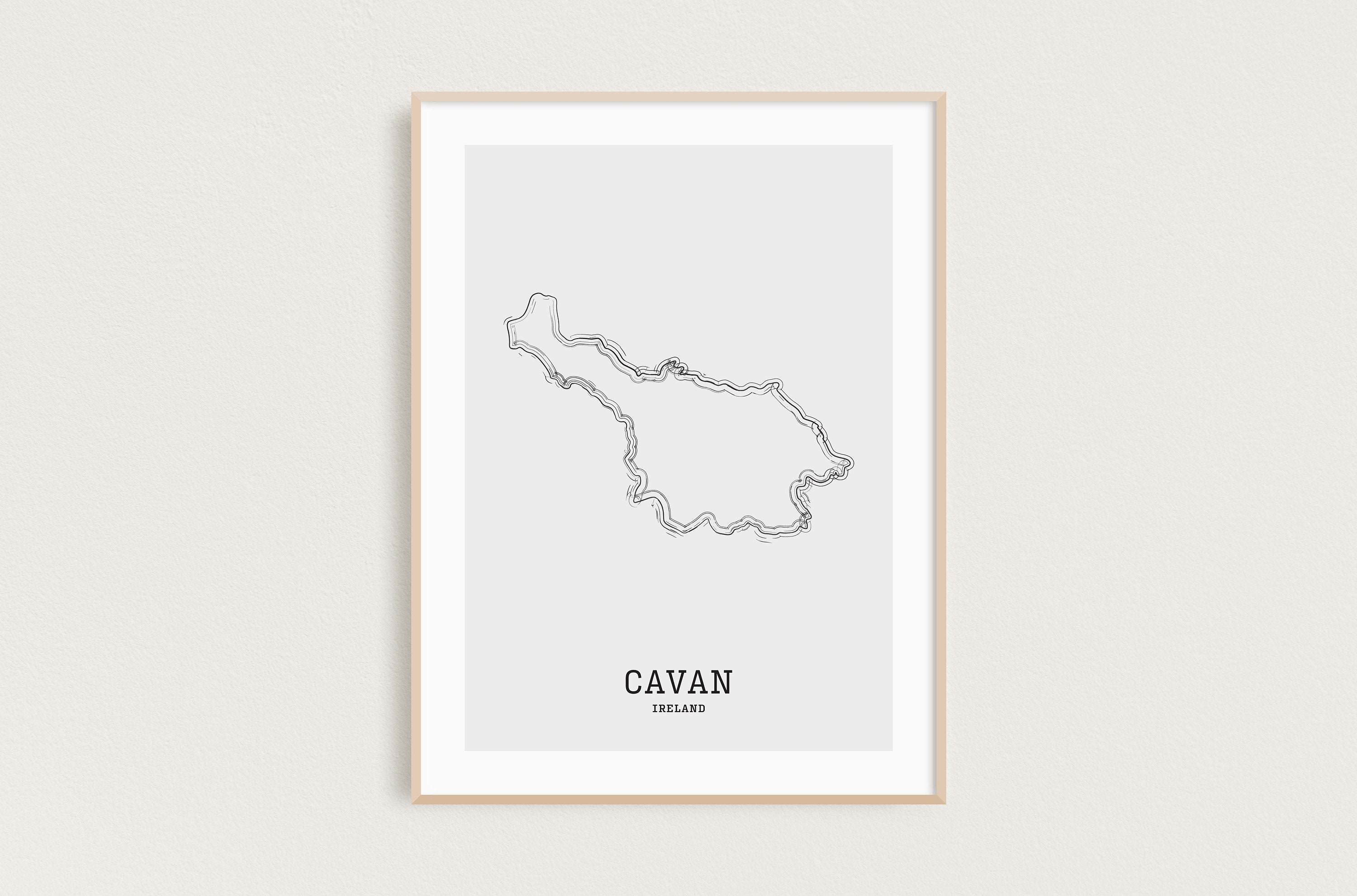 Map Line Art County Cavan Map Ireland Map Print Minimal Map Print ...