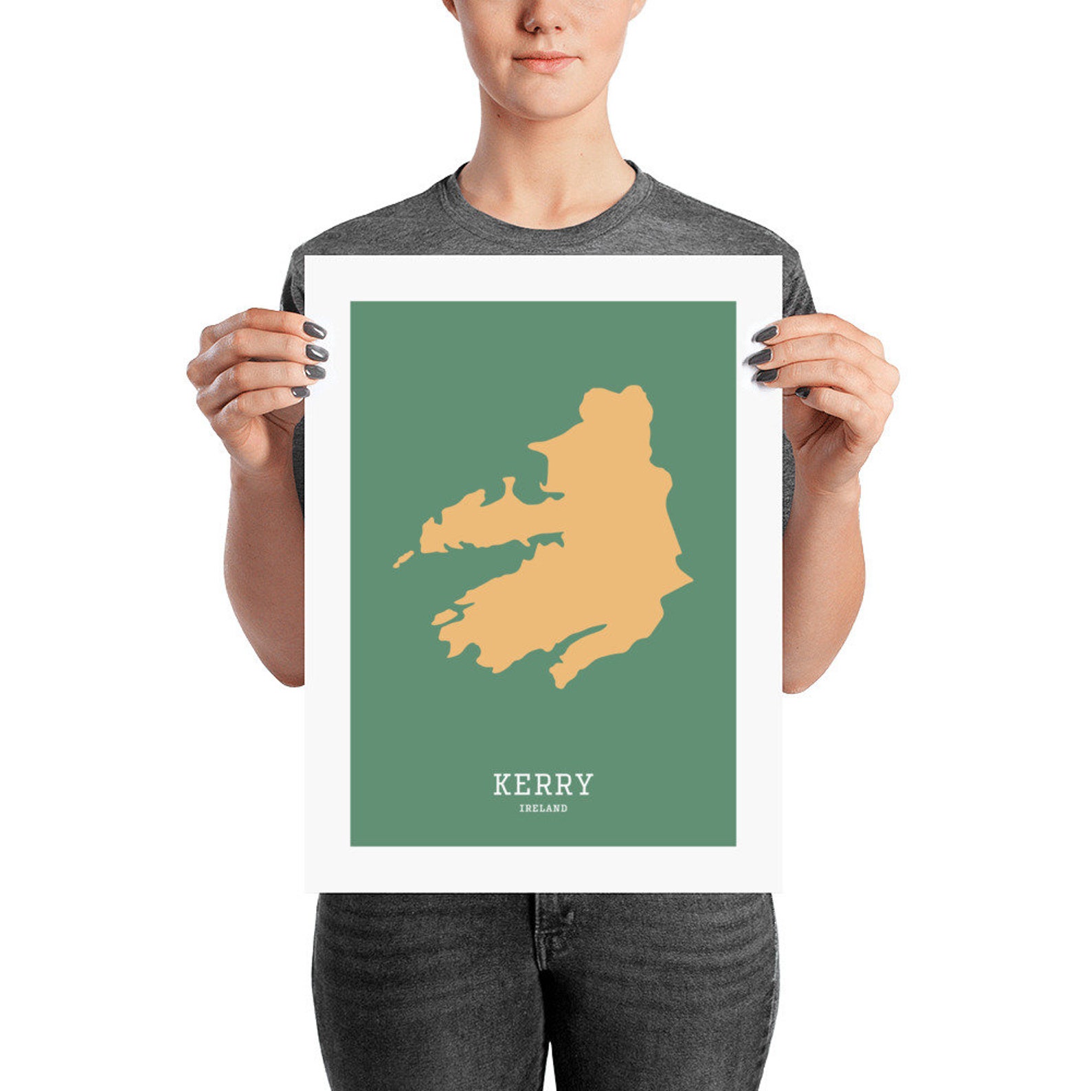 Kerry Map Print // Map of Kerry Print // Kerry Art Print // Kerry Map ...