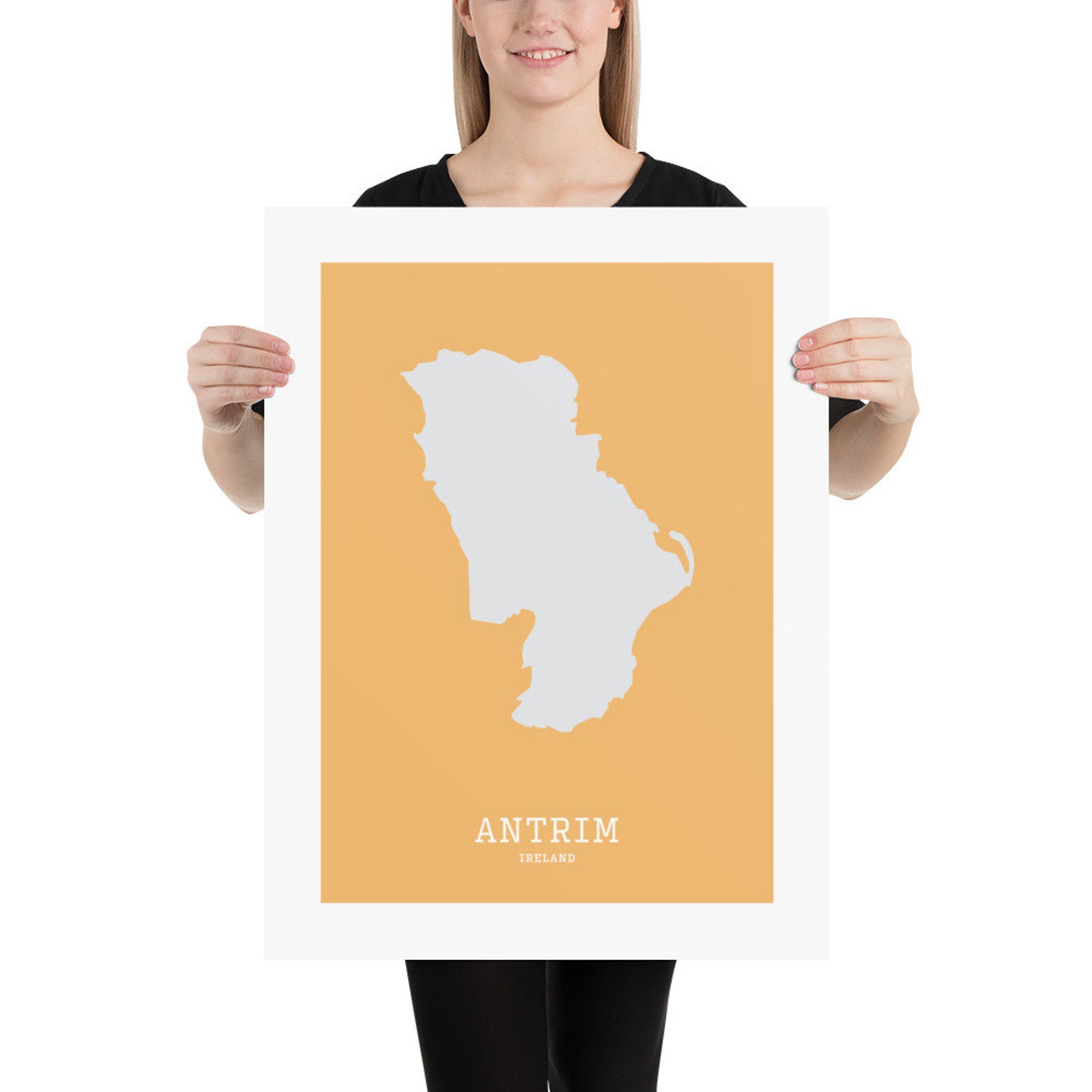 Antrim Map Print // Map of Antrim Print // Antrim Art Print // - Etsy