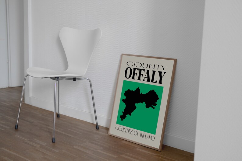 County Offaly Map Ireland Map Print Counties of Ireland Ireland Gifts ...