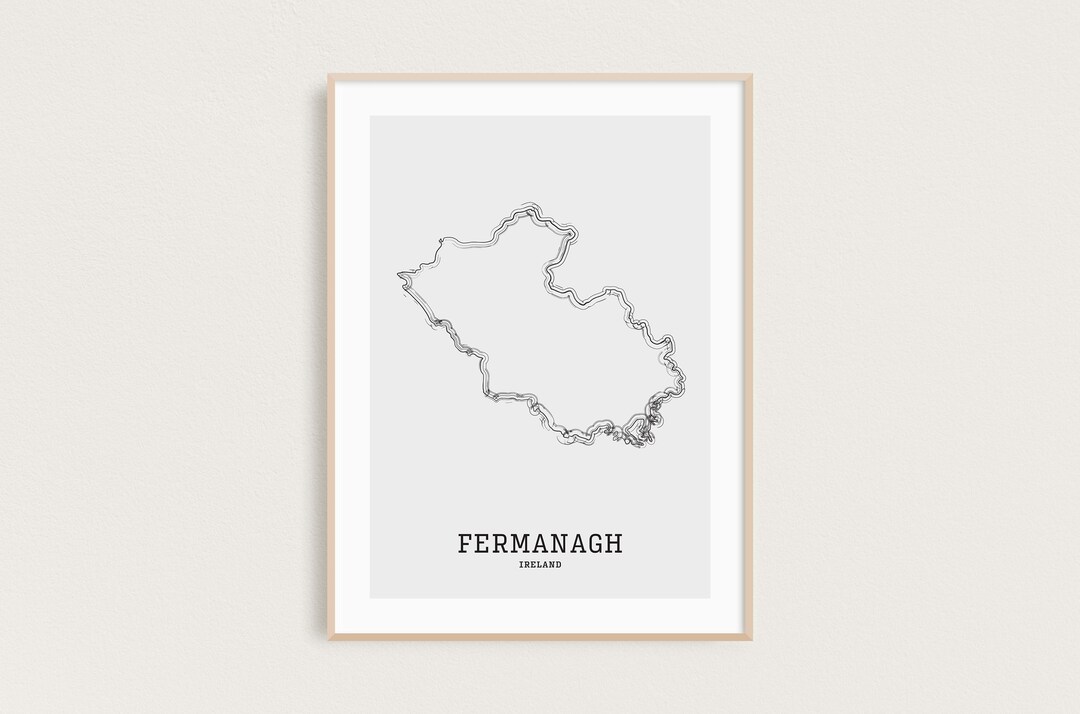 Map Line Art | County Fermanagh Map | Ireland Map Print | Minimal Map ...