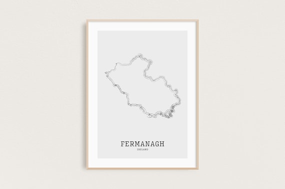 Map Line Art County Fermanagh Map Ireland Map Print | Etsy