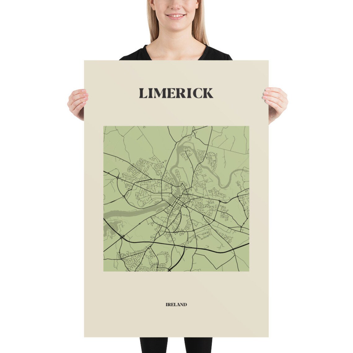 Limerick Map Print // Map of Limerick Print // Limerick City - Etsy