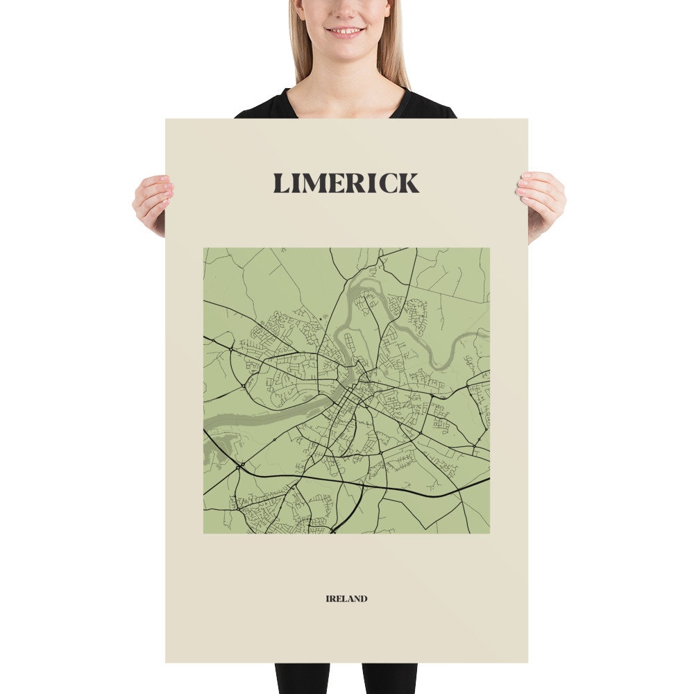Limerick Map Print // Map of Limerick Print // Limerick City - Etsy