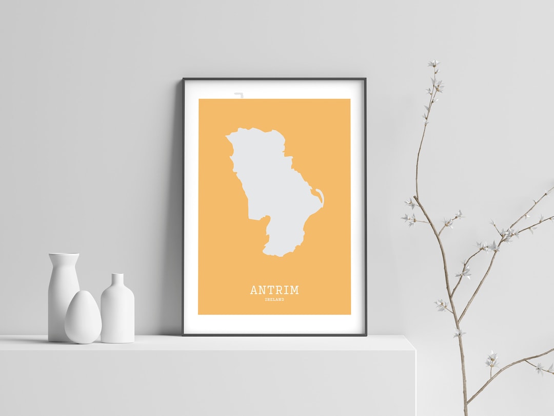 Antrim Map Print // Map of Antrim Print // Antrim Art Print // Antrim ...