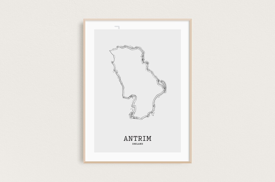 Map Line Art | County Antrim Map | Ireland Map Print | Minimal Map ...