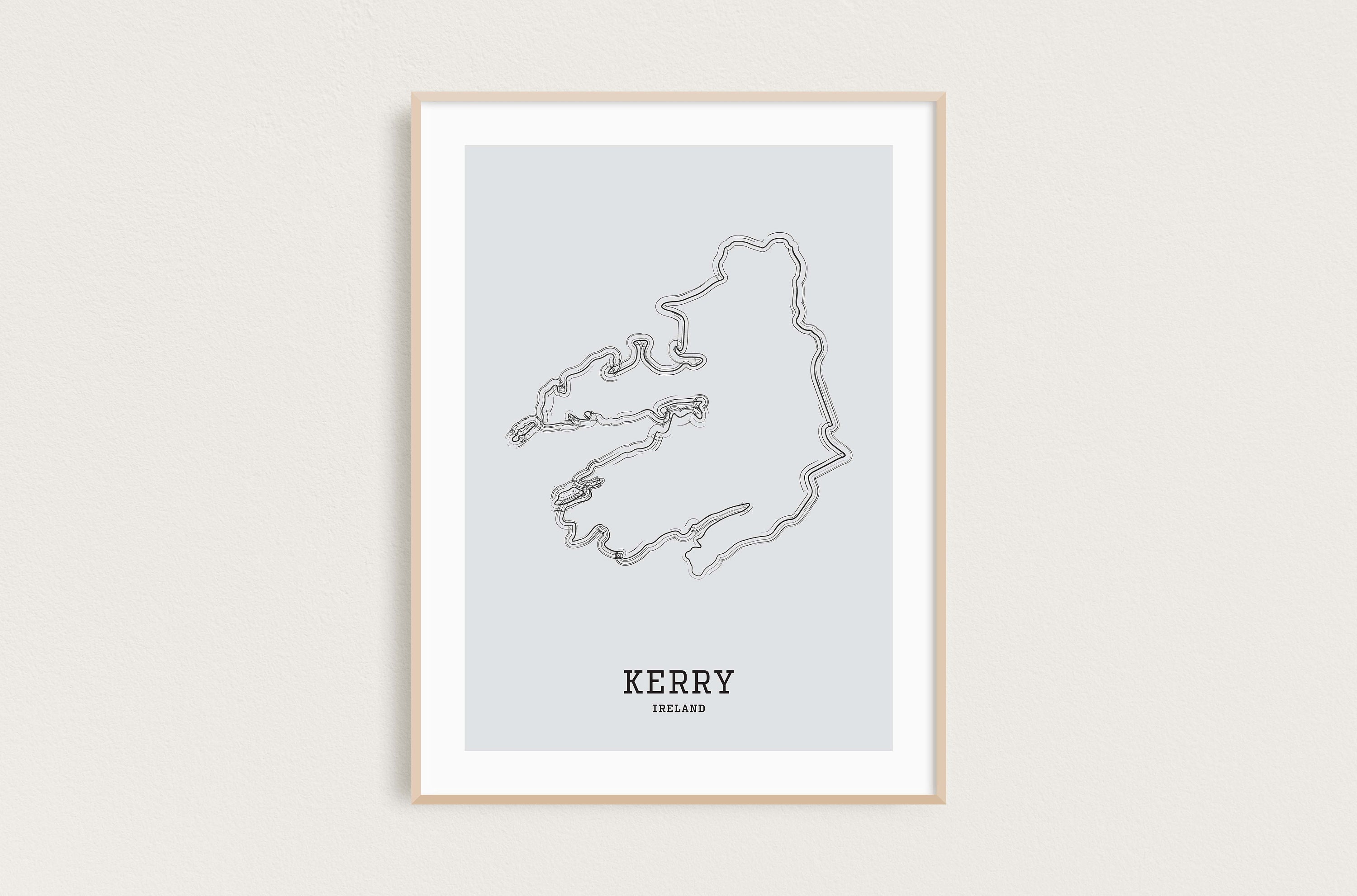 Map Line Art County Kerry Map Ireland Map Print Minimal Map Print ...