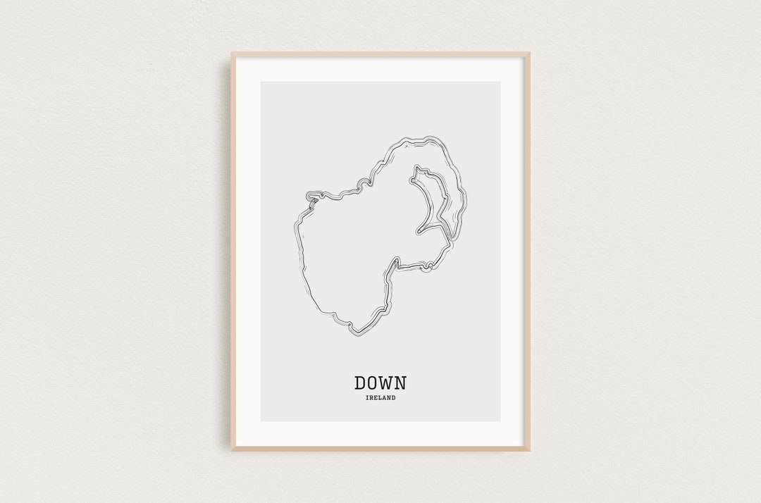 Map Line Art County Down Map Ireland Map Print Minimal Map Print ...