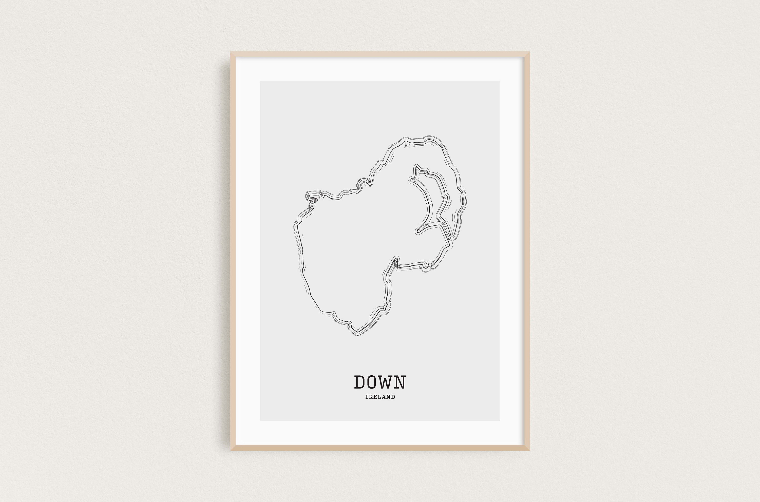 Map Line Art County Down Map Ireland Map Print Minimal Map Print ...