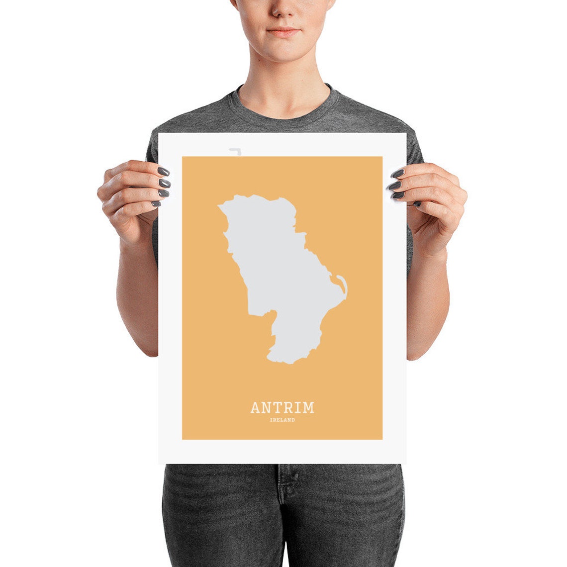 Antrim Map Print // Map of Antrim Print // Antrim Art Print // - Etsy