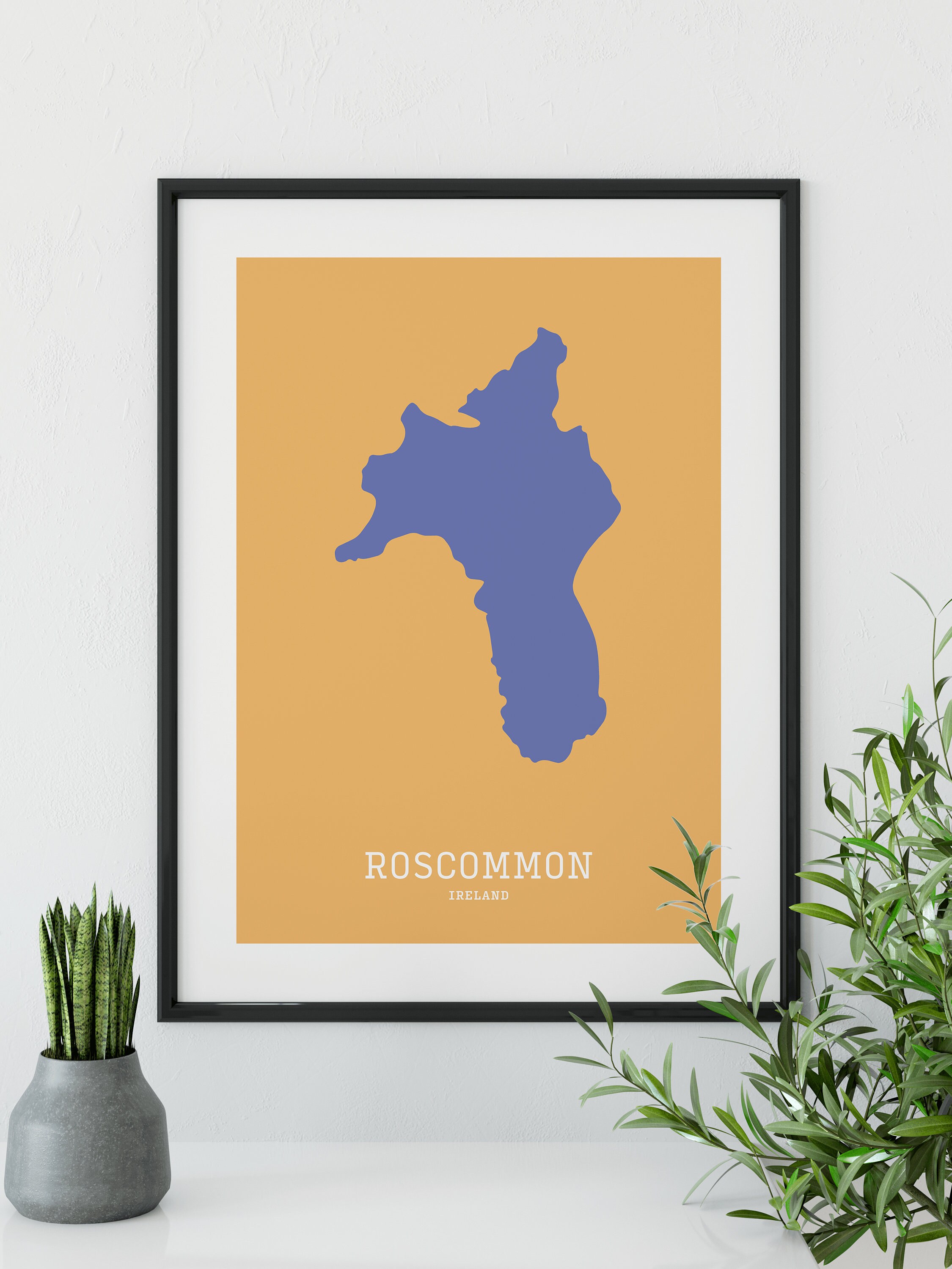 Roscommon Map Print // Map of Roscommon Print // Roscommon Art Print ...