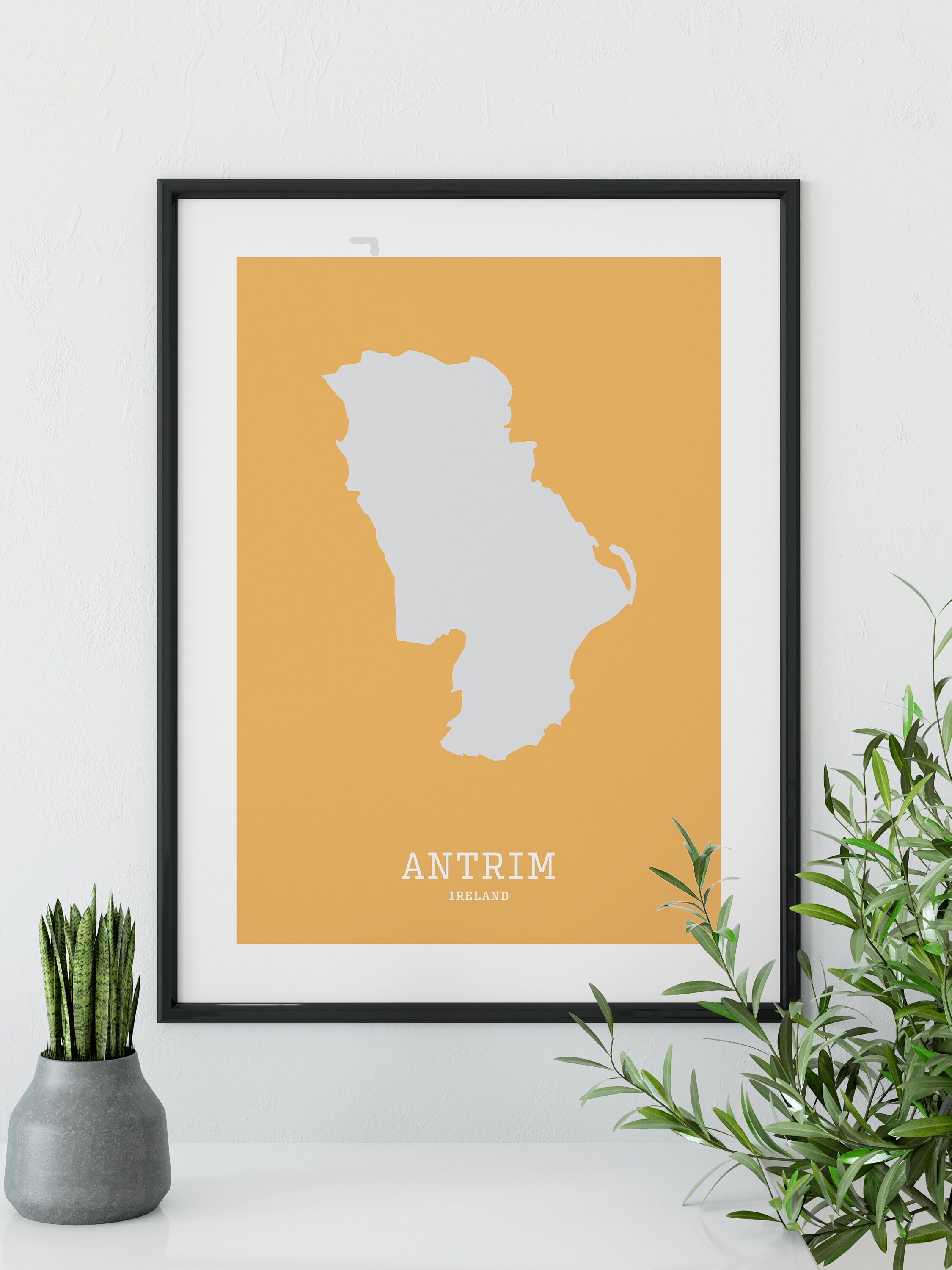 Antrim Map Print // Map of Antrim Print // Antrim Art Print // - Etsy