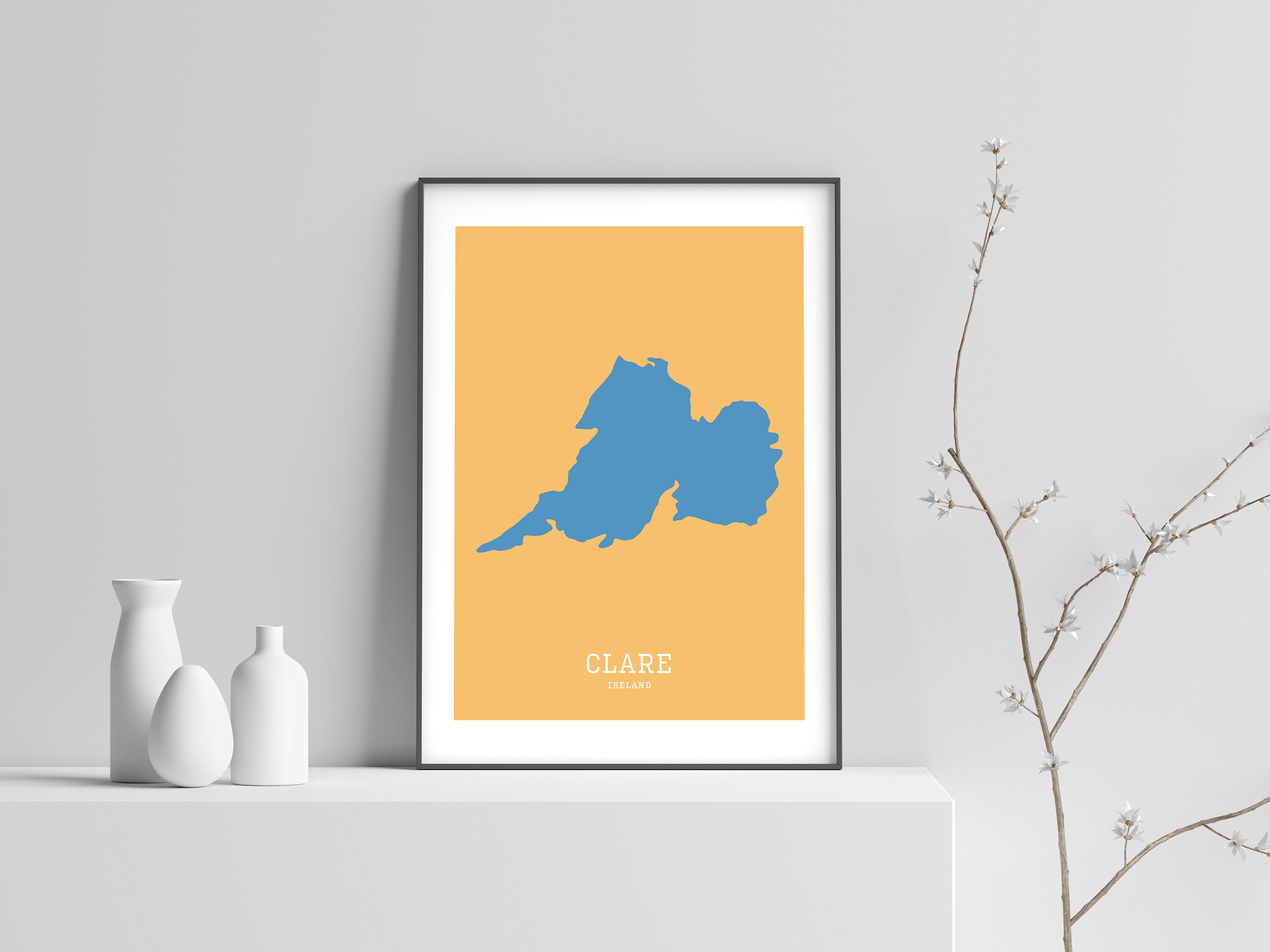 Clare Map Print // Map of Clare Print // Clare Art Print // Clare Map ...