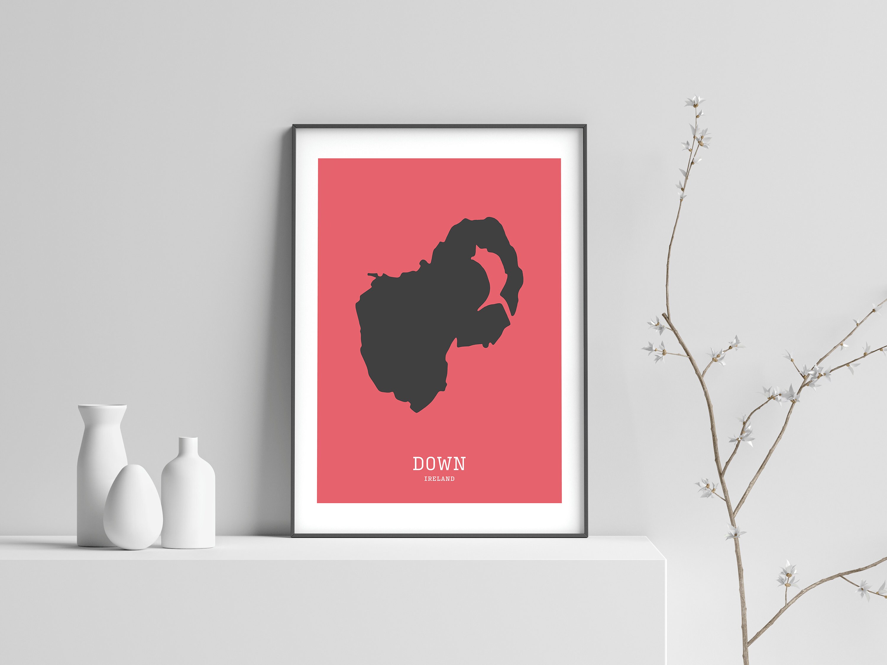 Down Map Print // Map of Down Print // Down Art Print // Down Map ...