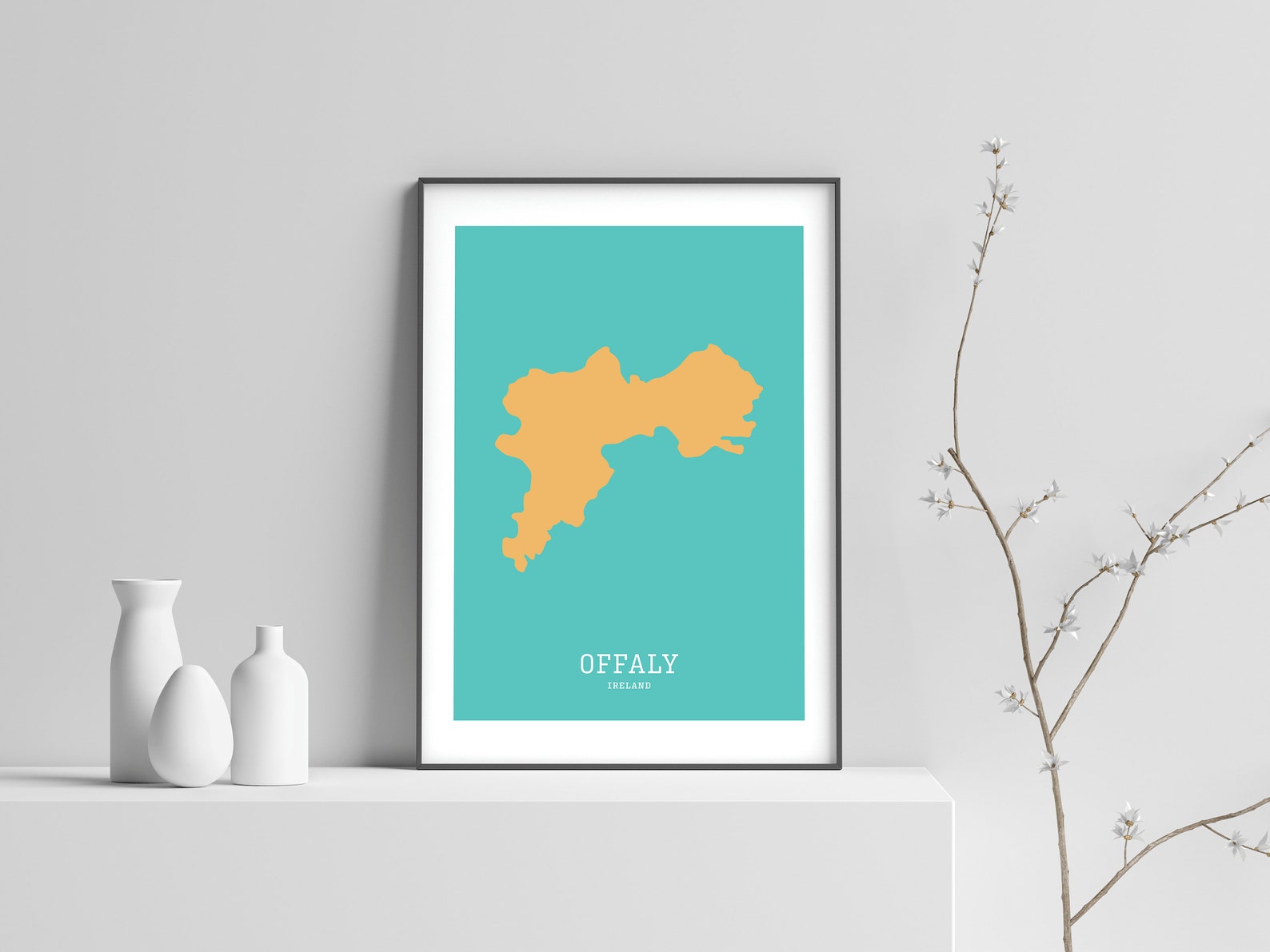 Offaly Map Print // Map of Offaly Print // Offaly Art Print // Offaly ...
