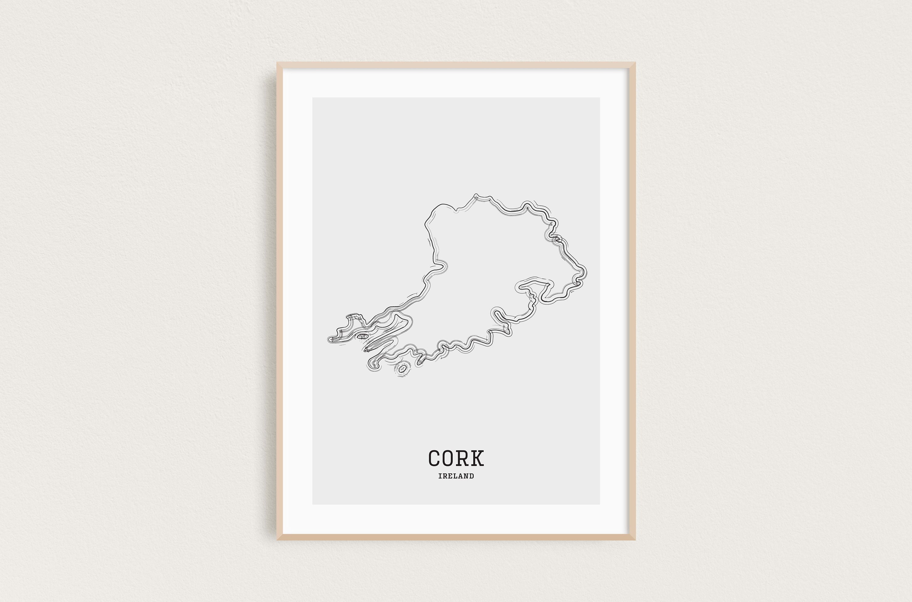 Map Line Art | County Cork Map | Ireland Map Print | Minimal Map Print ...