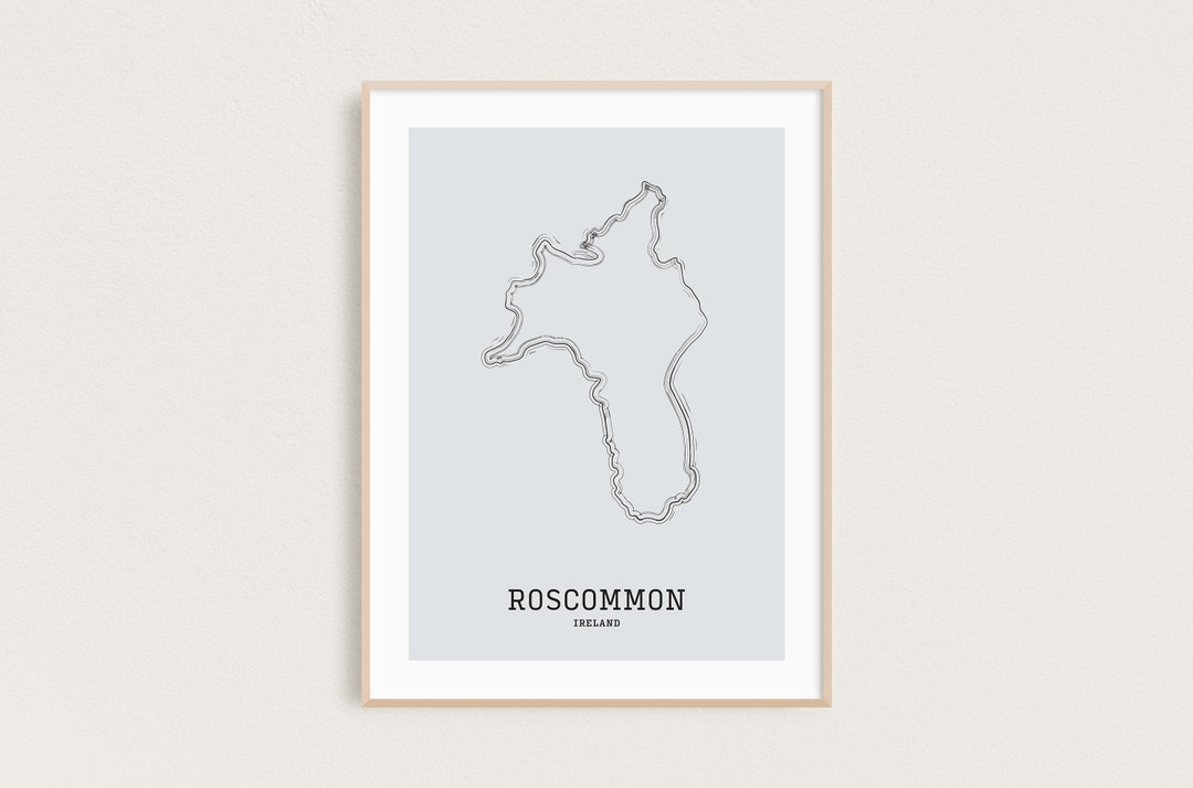 Map Line Art | County Roscommon Map | Ireland Map Print | Minimal Map ...