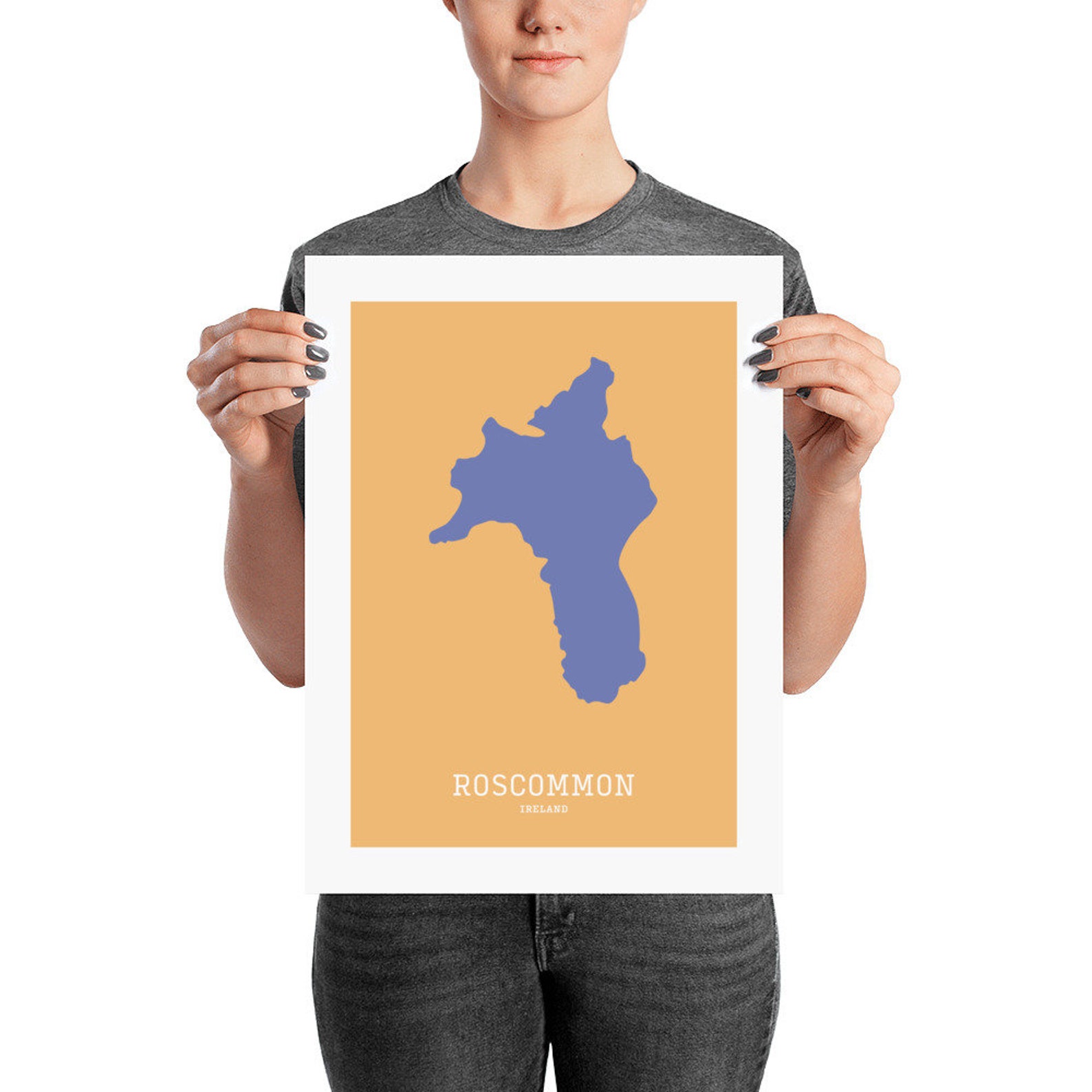 Roscommon Map Print // Map of Roscommon Print // Roscommon Art Print ...