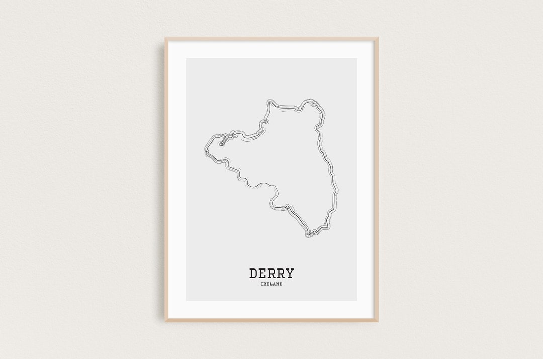 County Derry Ireland Map Art Print | Minimalist Irish Gift - Etsy