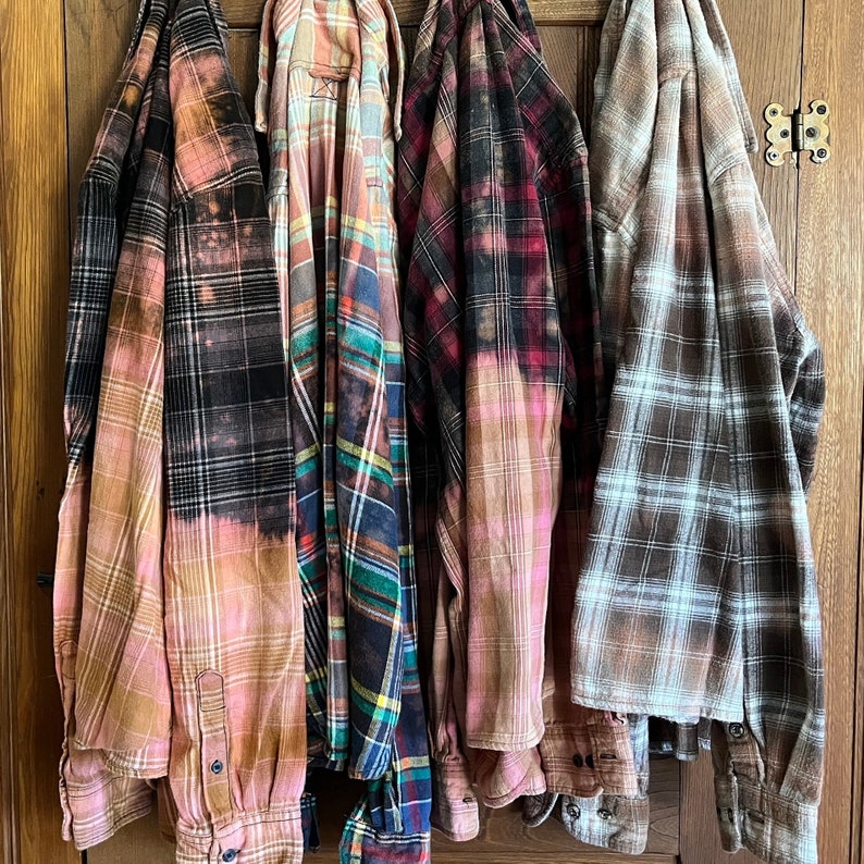 Mystery Bleached Flannel Shirt | Sustainable Fashion | Upcycled ...