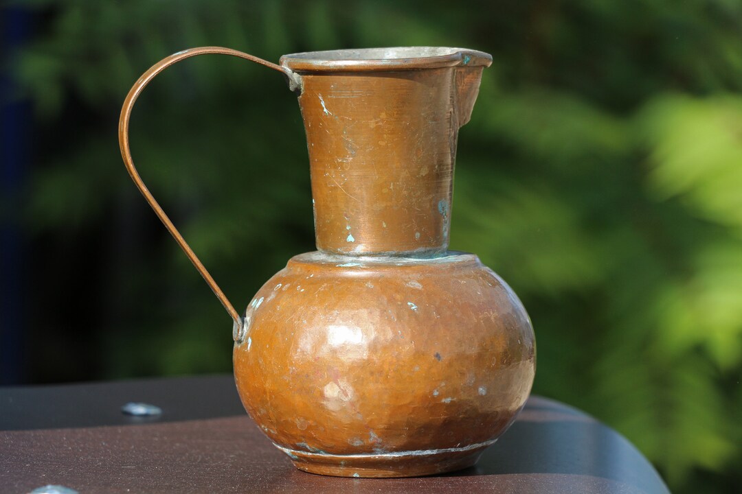 Small Copper Pitcher With Handle, Decorative Copper Planter, Copper Jug ...