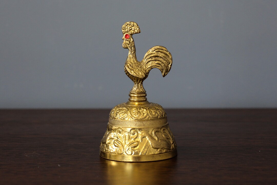 Brass Bell With Handle Rooster, Vintage Heavy Brass Latin Sanctuary ...