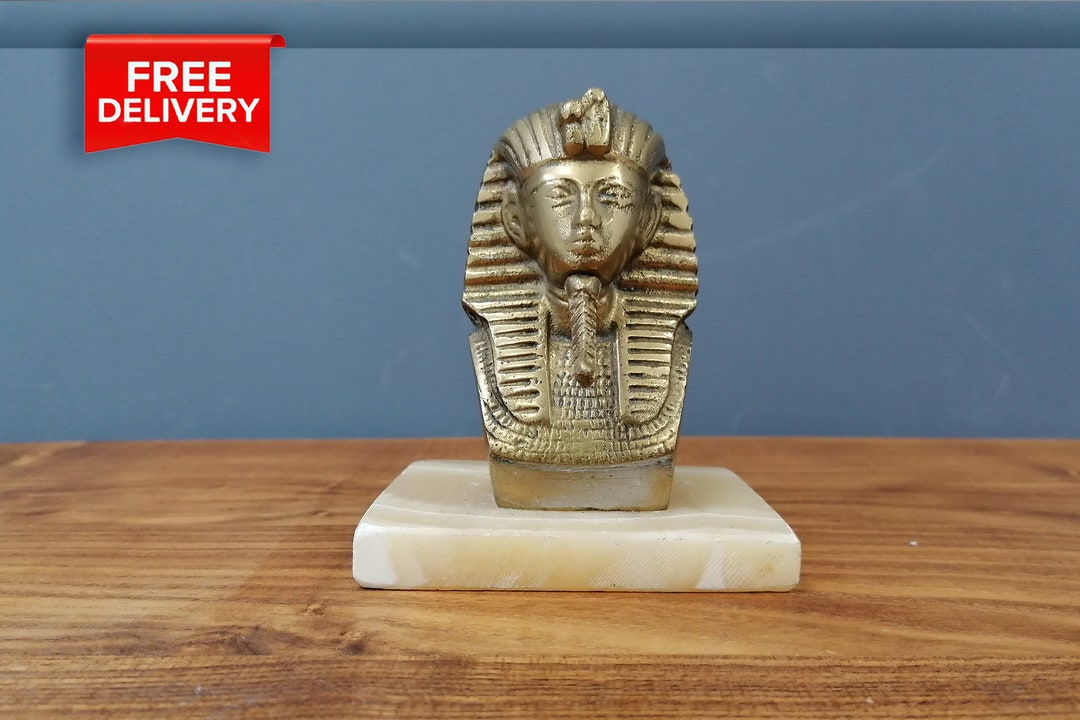 Antique Tutankhamun Brass Statue, Egyptian Pharaon Tutankhamun Bronze ...