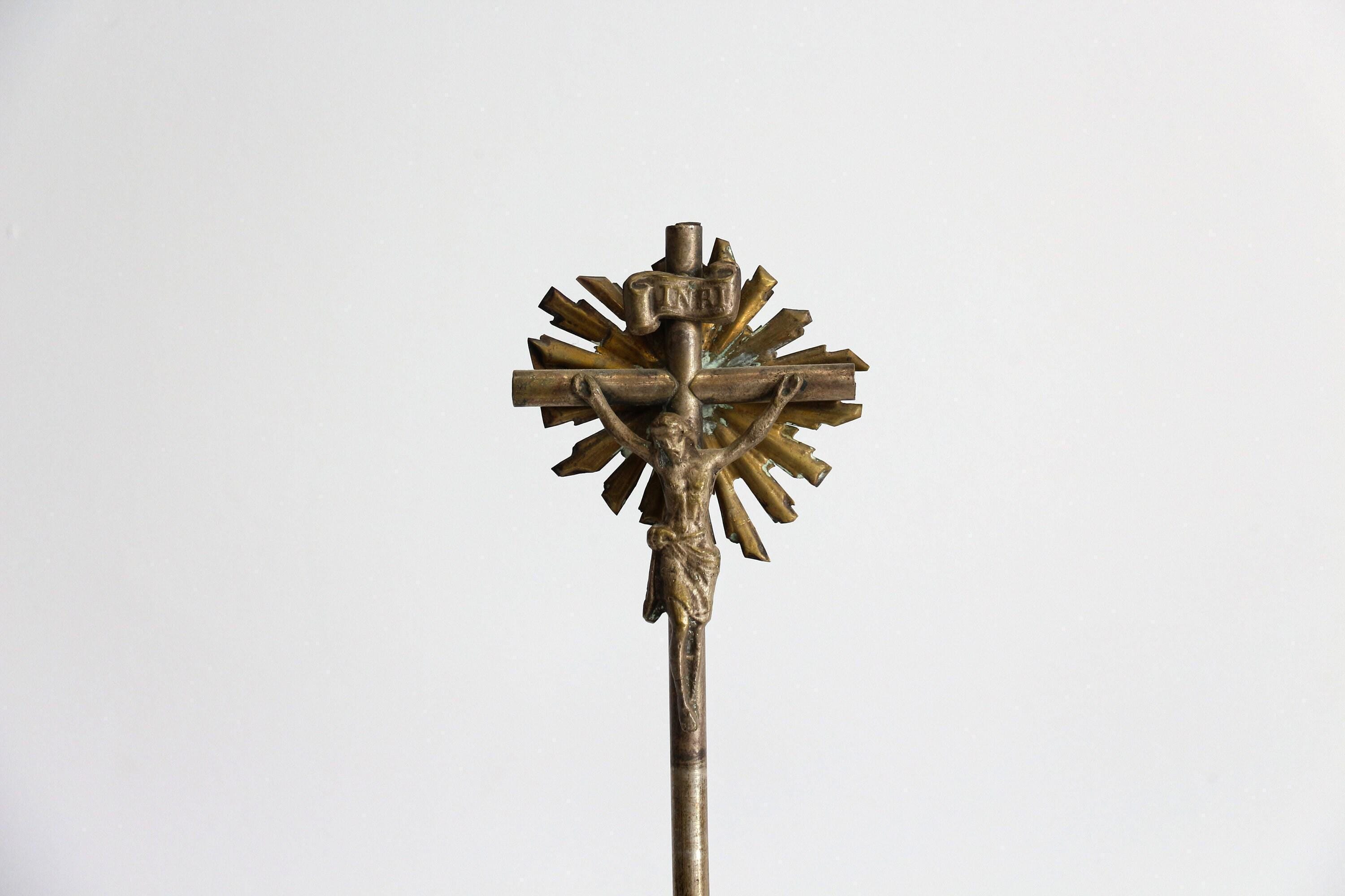 INRI Copper Standing Crucifix, French Religious Jesus Cross, Ancient ...